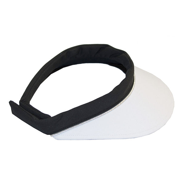 Velcro Visor || White-Black w Silver Piping – Twisty Visors